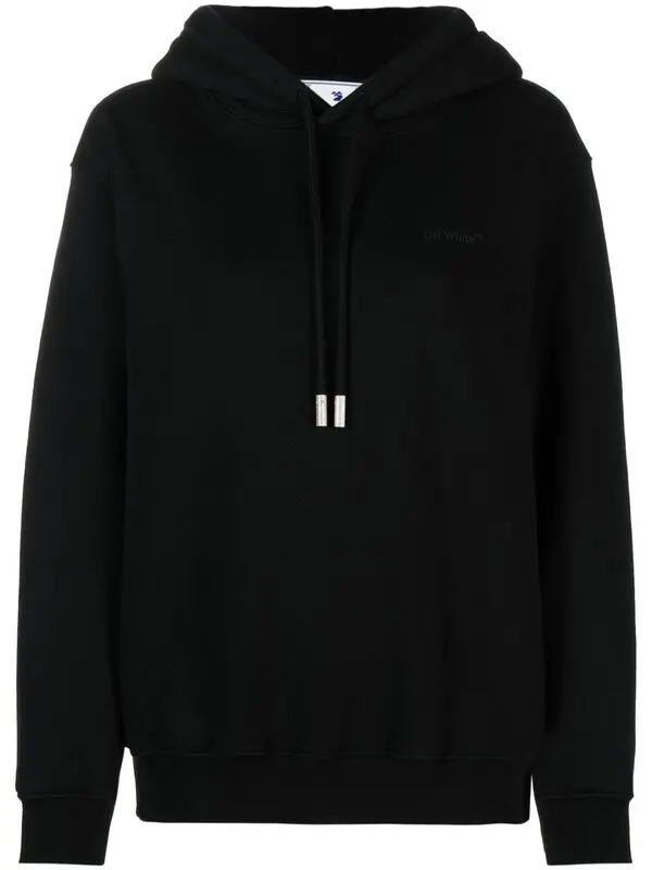 Off-White Diag-stripe Cotton Hoodie - Black