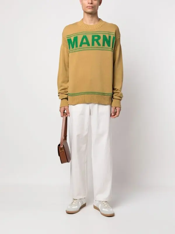 Marni Logo-print Knit Jumper - Neutrals