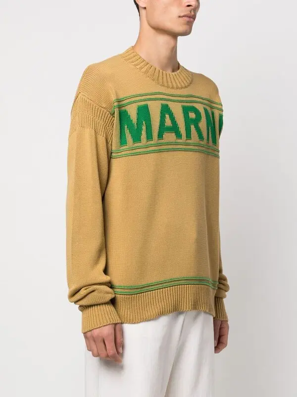 Marni Logo-print Knit Jumper - Neutrals