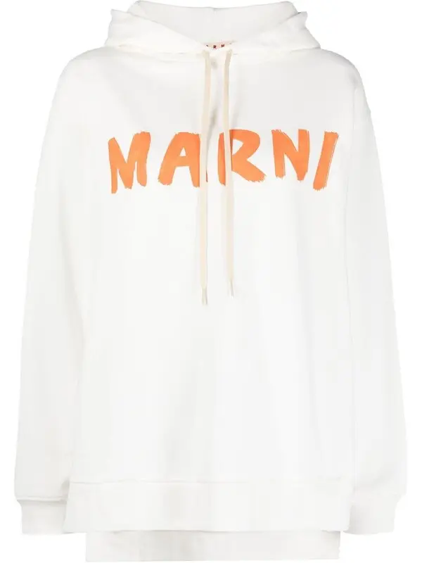 Marni Logo-print Cotton Hoodie - White