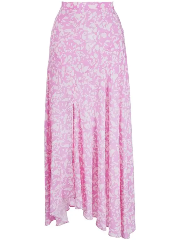 Isabel Marant Étoile Asymmetric Floral-print Silk Skirt - Pink
