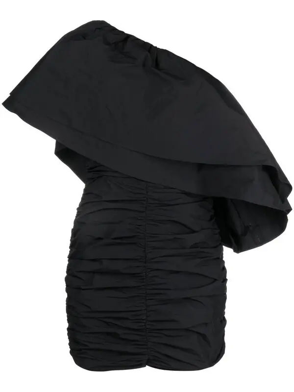 ROTATE BY BIRGER CHRISTENSEN Taft Pleated One-shoulder Mini Dress