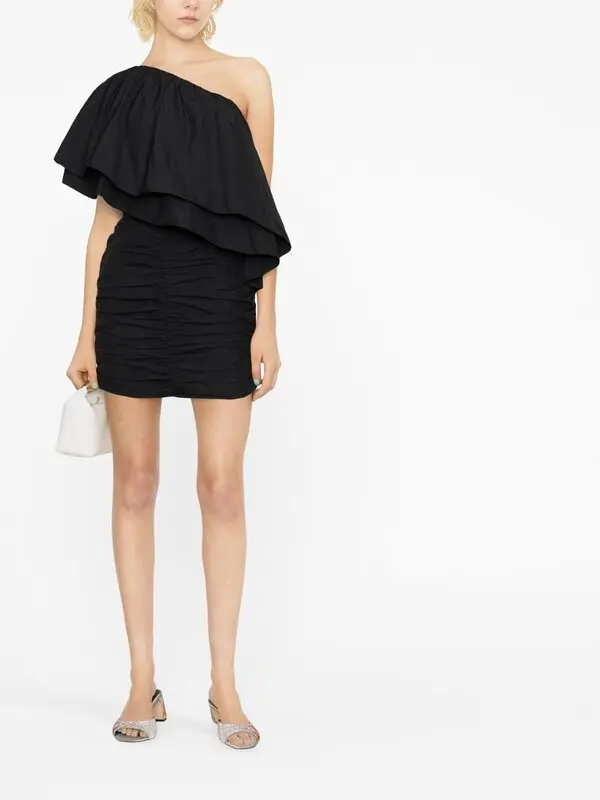ROTATE BY BIRGER CHRISTENSEN Taft Pleated One-shoulder Mini Dress