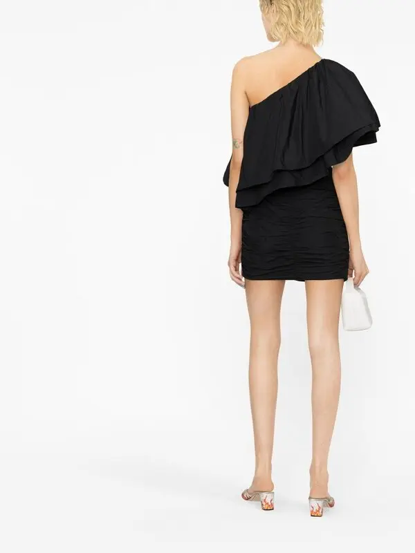 ROTATE BY BIRGER CHRISTENSEN Taft Pleated One-shoulder Mini Dress