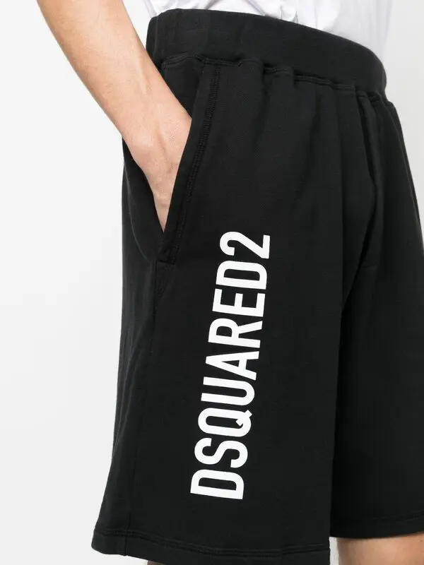 Dsquared2 Logo Print Cotton Shorts