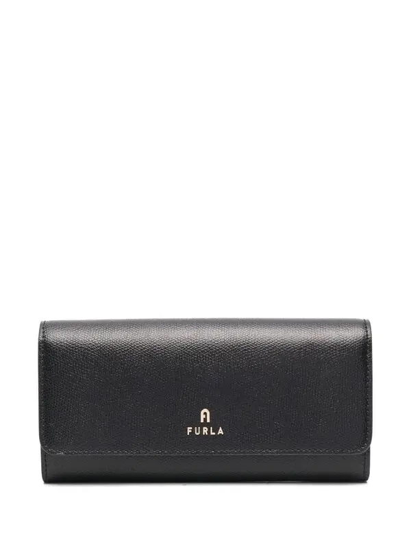 Furla Camelia Continental Xl Logo-plaque Grained Leather Wallet - Black