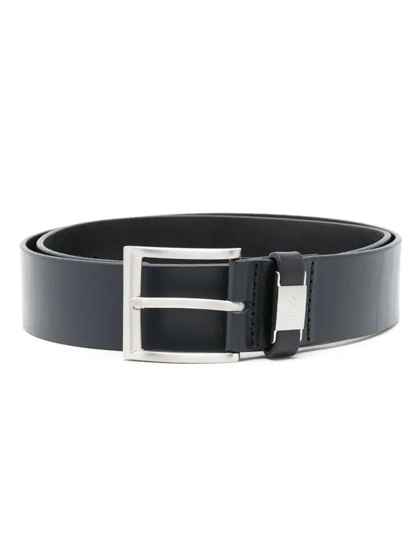 BOSS Logo-plaque Leather Belt - Black