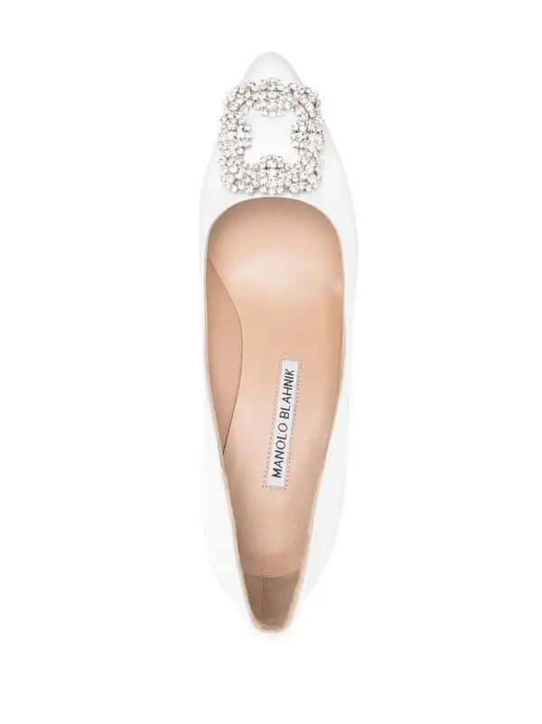 Manolo Blahnik 70mm Hangisi Crystal-buckle Pumps - Neutrals
