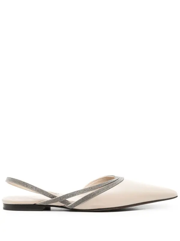 Brunello Cucinelli Monili-embellished Slingback Ballerina Shoes