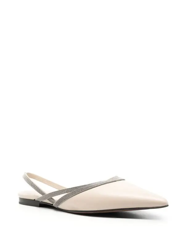 Brunello Cucinelli Monili-embellished Slingback Ballerina Shoes