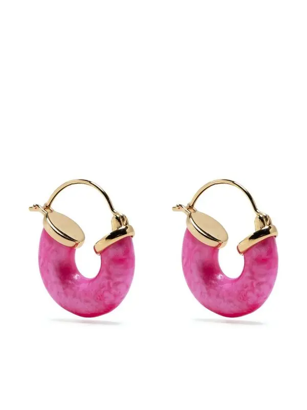 Anni Lu Stone-Detail Hoop Earrings Pink Editorialist