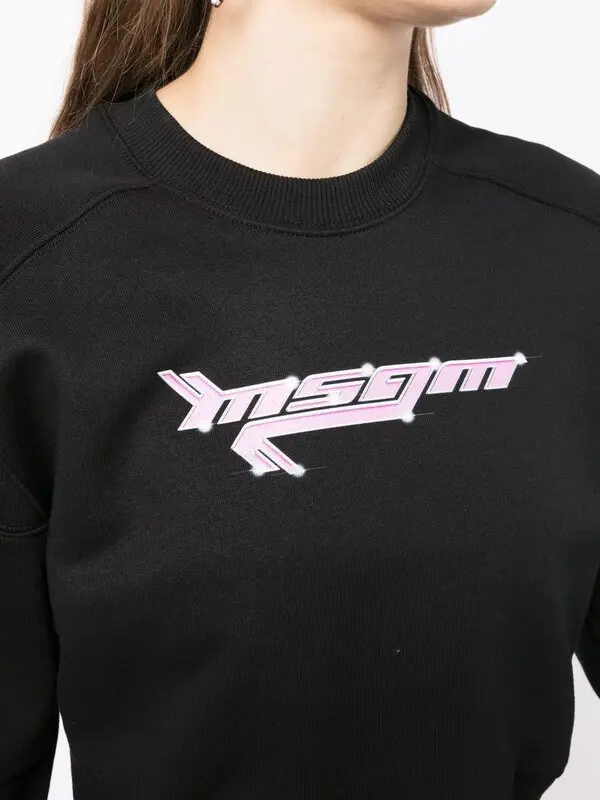 MSGM Logo-print Cropped Sweatshirt
