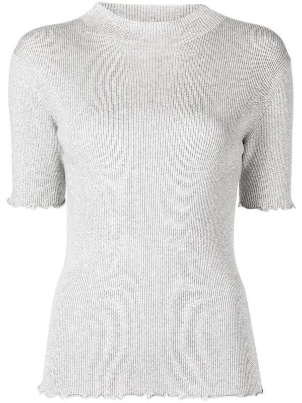 3.1 Phillip Lim Lurex Ribbed Short-sleeve Top
