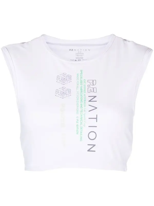 P.E Nation Logo-print Cropped Top - White