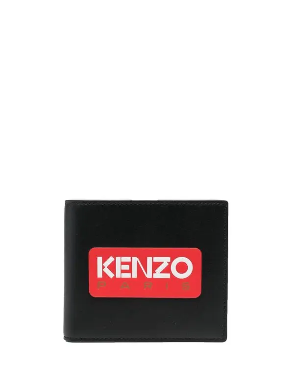 Kenzo Logo-patch Folded Leather Wallet - Black