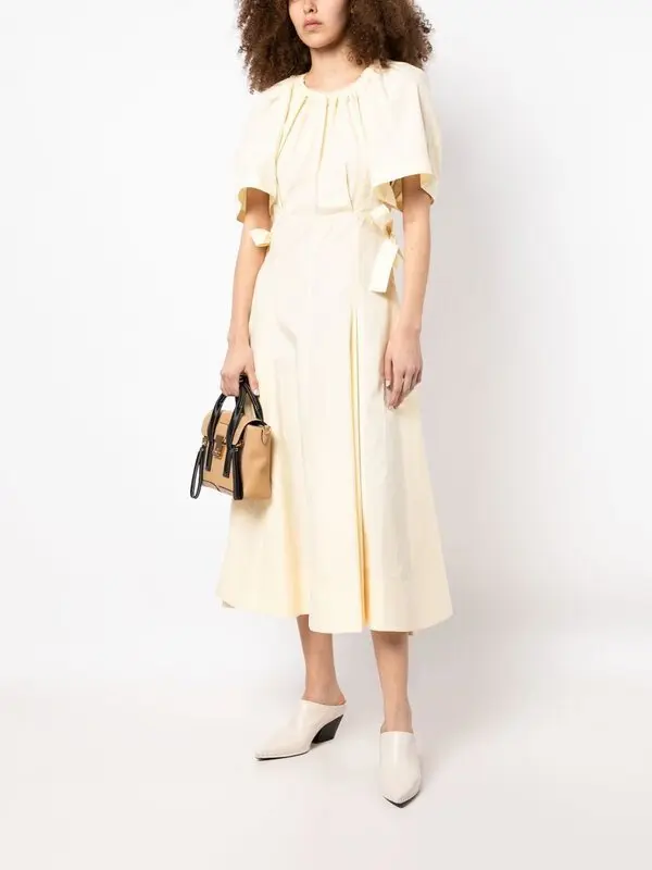 3.1 Phillip Lim Ruched Short-sleeved Midi Dress - Neutrals