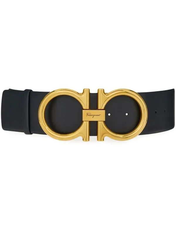 FERRAGAMO Gancini Leather Belt - Black