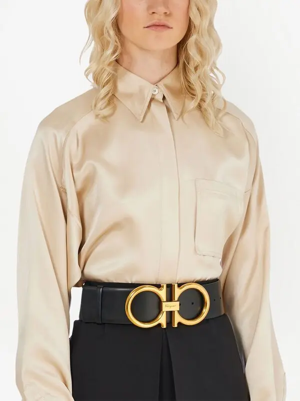 FERRAGAMO High Waist Gancini Leather Belt
