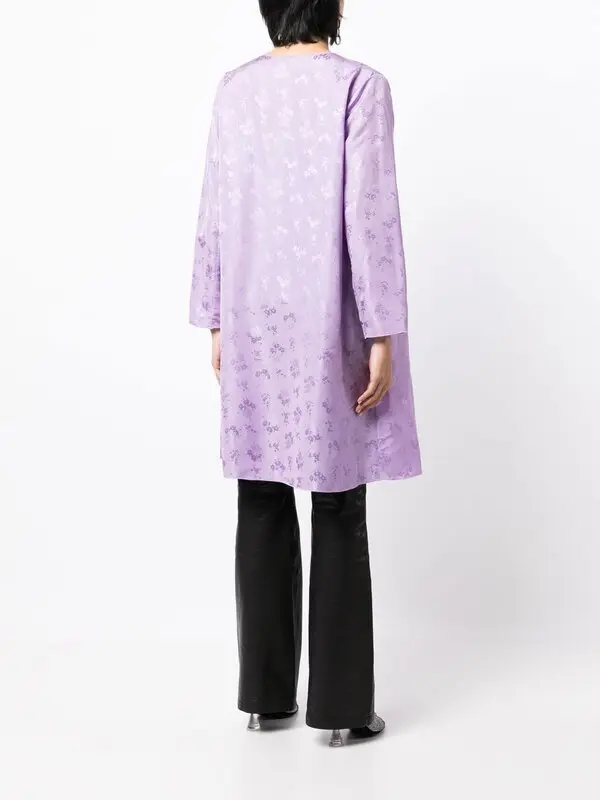 Manteau Anna Sui En Jacquard Floral - Taille M - Noir - Neuf Avec Étiquettes - Polycoton