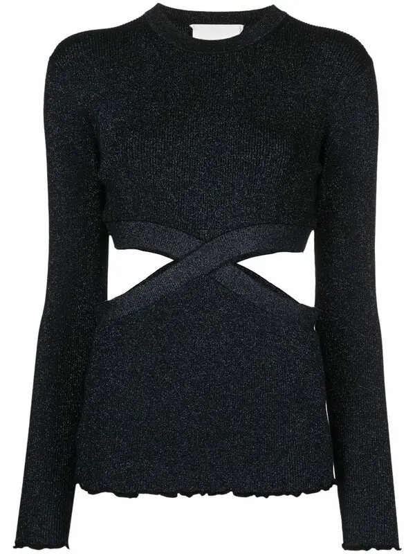 3.1 Phillip Lim Lurex Cut-out Knitted Top