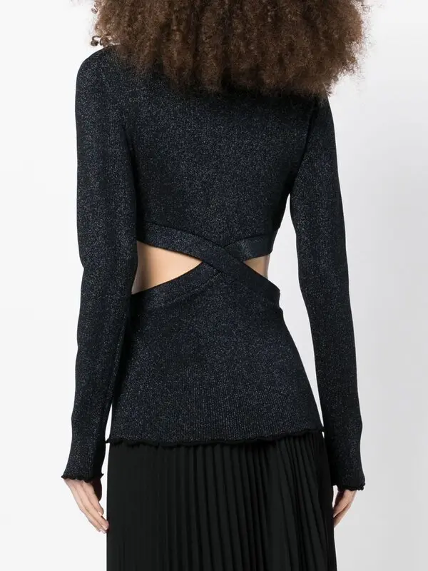3.1 Phillip Lim Lurex Cut-out Knitted Top
