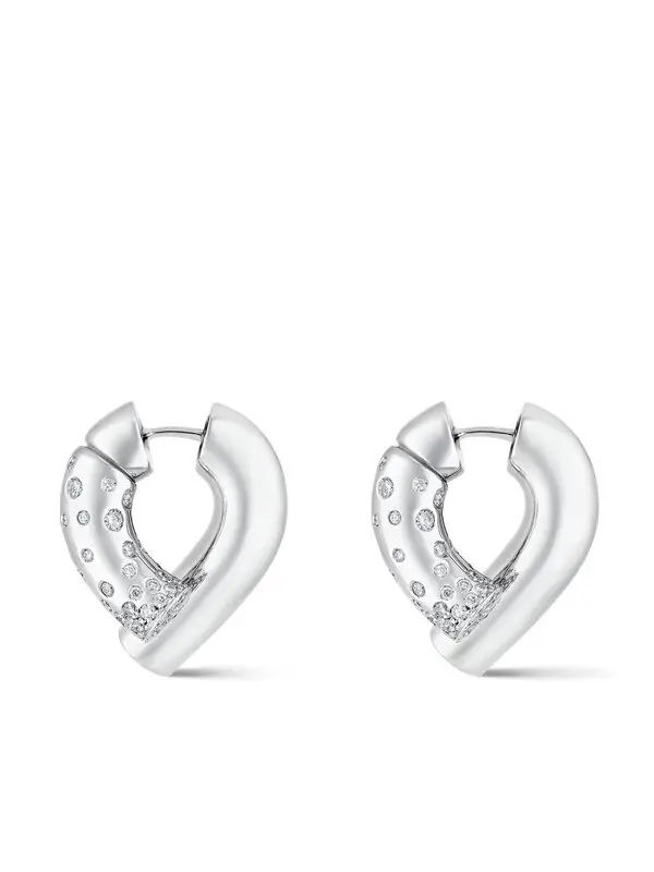TABAYER 18kt White Gold Oera Diamond Hoop Earrings - Silver