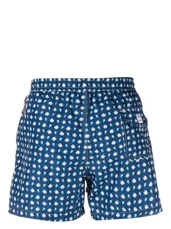 Fedeli Marine-print Drawstring Swim Shorts