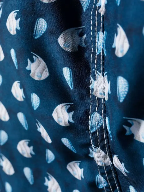 Fedeli Marine-print Drawstring Swim Shorts