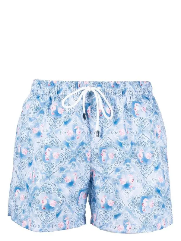 Fedeli Shell-print Swim Shorts