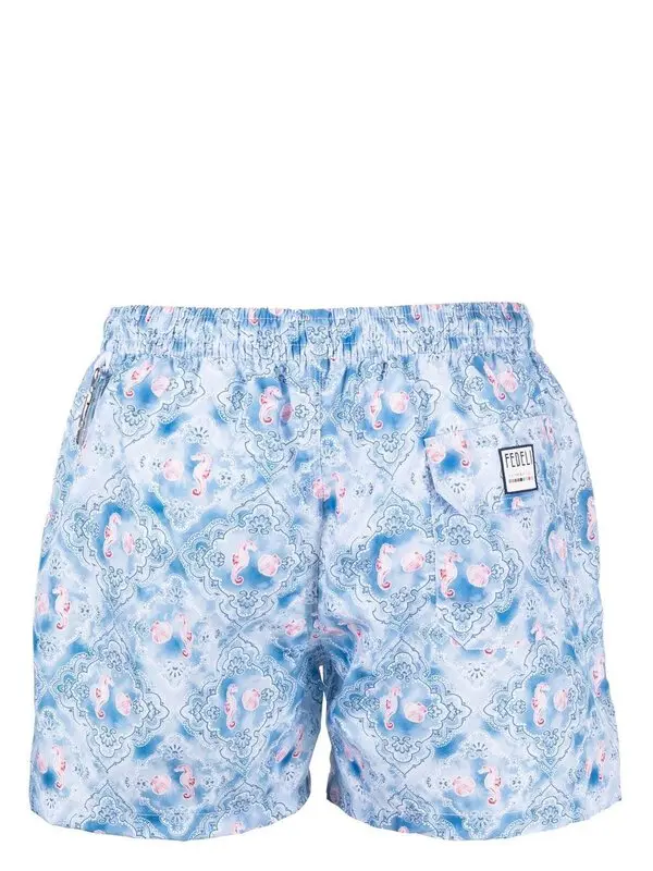 Fedeli Shell-print Swim Shorts