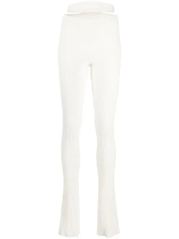 ANDREĀDAMO Cut-out Waist Ribbed Trousers - White
