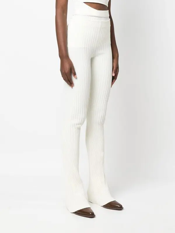 ANDREĀDAMO Cut-out Waist Ribbed Trousers - White