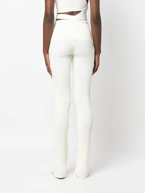 ANDREĀDAMO Cut-out Waist Ribbed Trousers - White