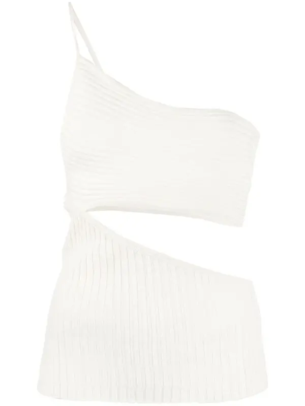 ANDREĀDAMO One-shoulder Ribbed Top - White