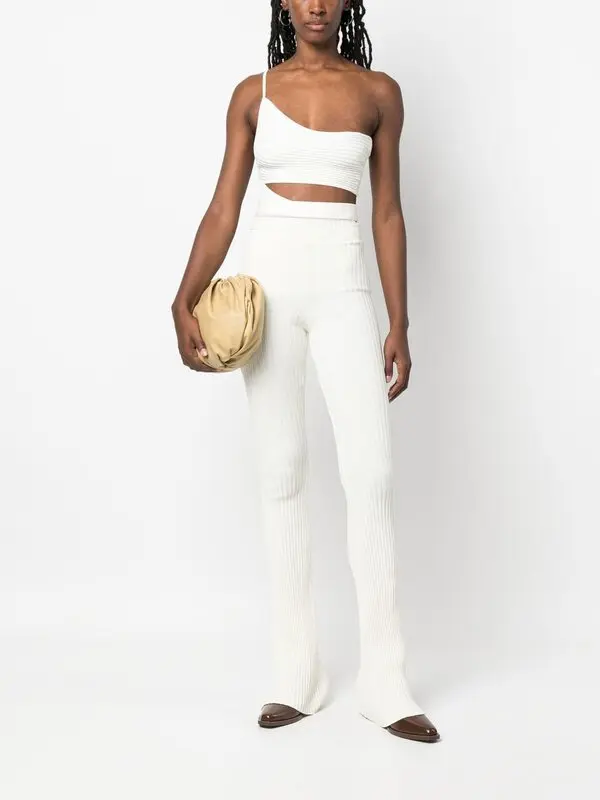 ANDREĀDAMO One-shoulder Ribbed Top - White
