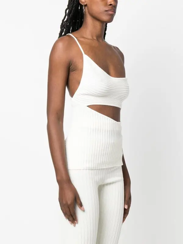 ANDREĀDAMO One-shoulder Ribbed Top - White