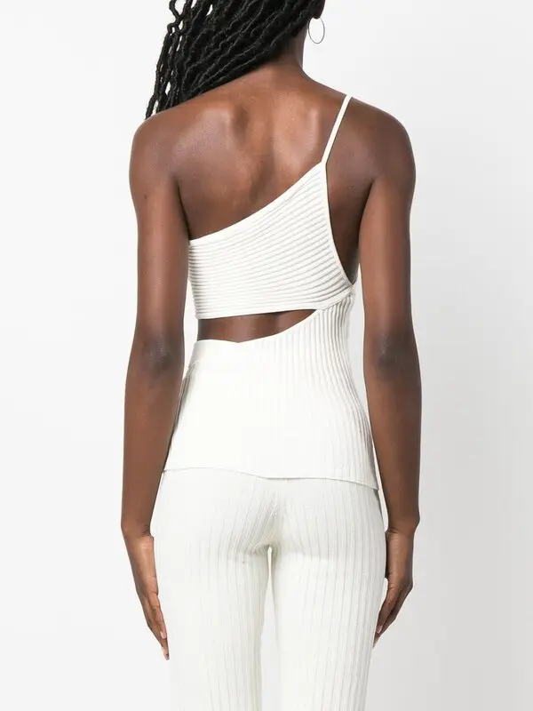 ANDREĀDAMO One-shoulder Ribbed Top - White