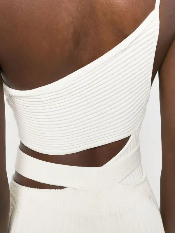 ANDREĀDAMO One-shoulder Ribbed Top - White