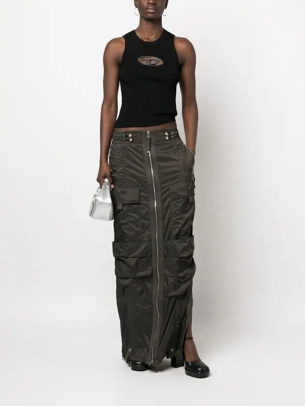 Diesel® O-Crep Cargo Maxi Skirt In Green - 30% Off | Editorialist