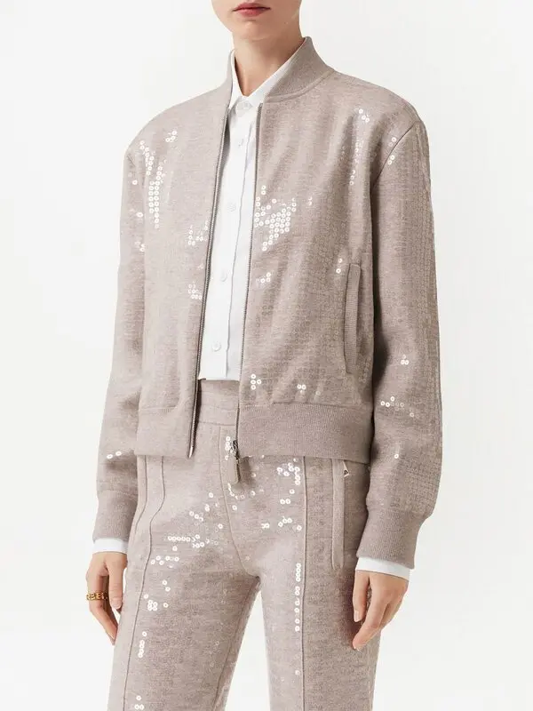 Burberry Sequinned Bomber Jacket - Neutrals