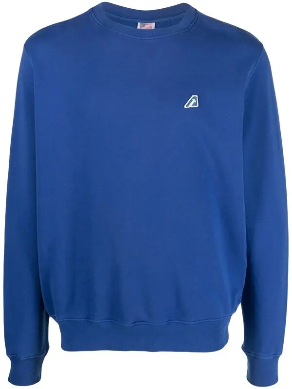 AUTRY Cotton Logo-patch Sweatshirt - Blue