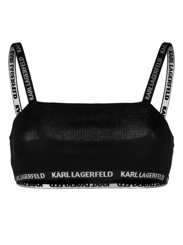 Karl Lagerfeld Ribbed Logo-strap Bandeau Bra