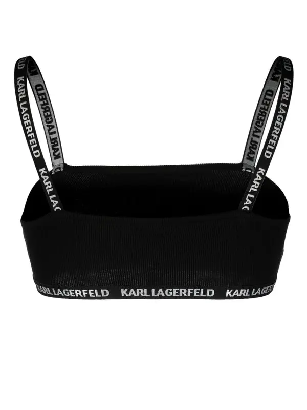 Karl Lagerfeld Ribbed Logo-strap Bandeau Bra