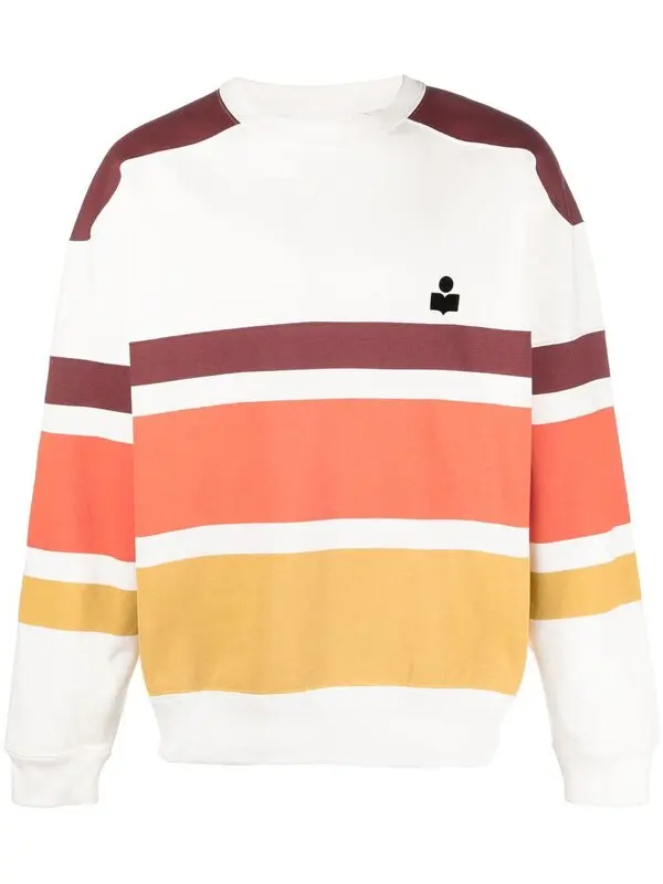 MARANT Meyoan Logo-print Striped Sweatshirt - Neutrals