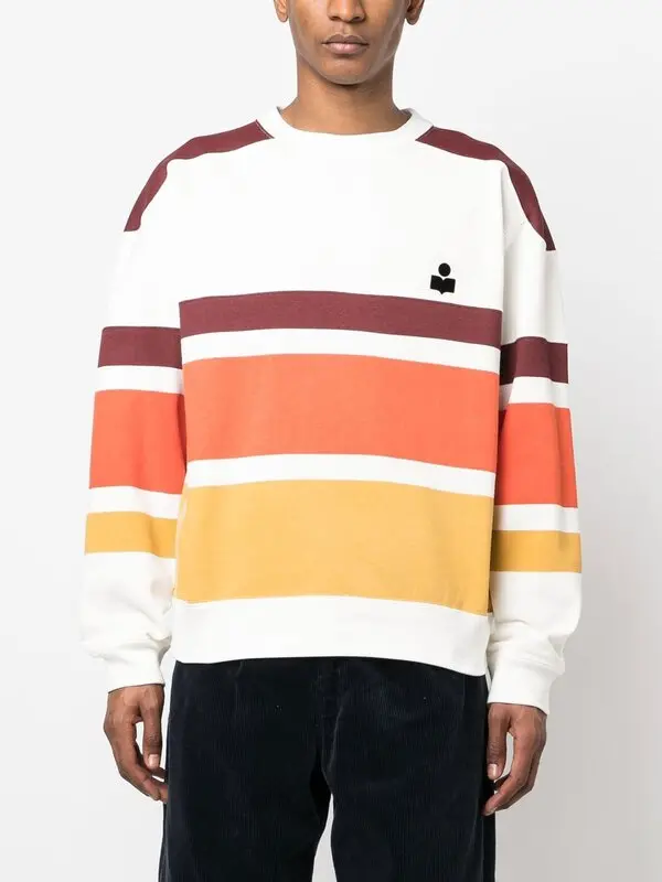 MARANT Meyoan Logo-print Striped Sweatshirt - Neutrals