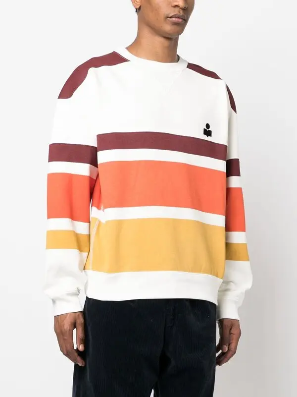 MARANT Meyoan Logo-print Striped Sweatshirt - Neutrals