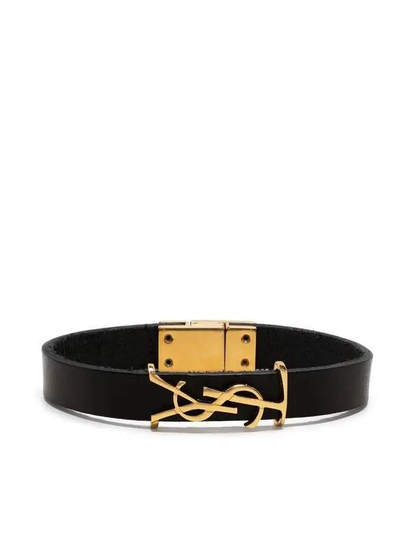 Saint Laurent Charm Leather Bracelet - Black