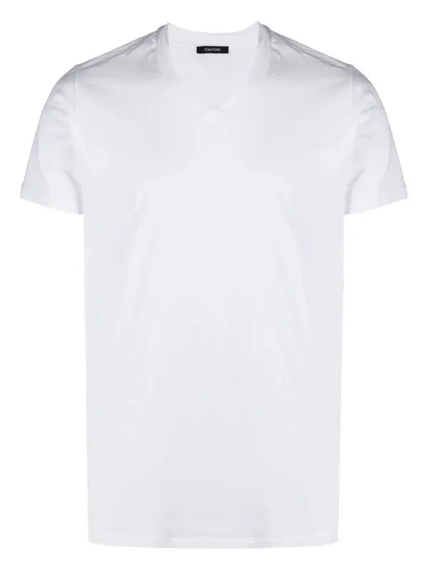 TOM FORD V-neck Short-sleeved T-shirt - White