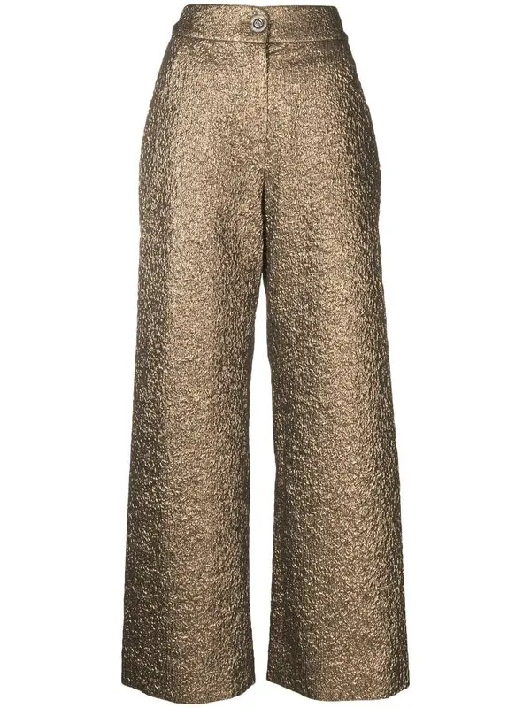 Shiatzy Chen Genisis Metallic Textured Trousers - Gold