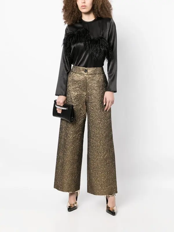Shiatzy Chen Genisis Metallic Textured Trousers - Gold